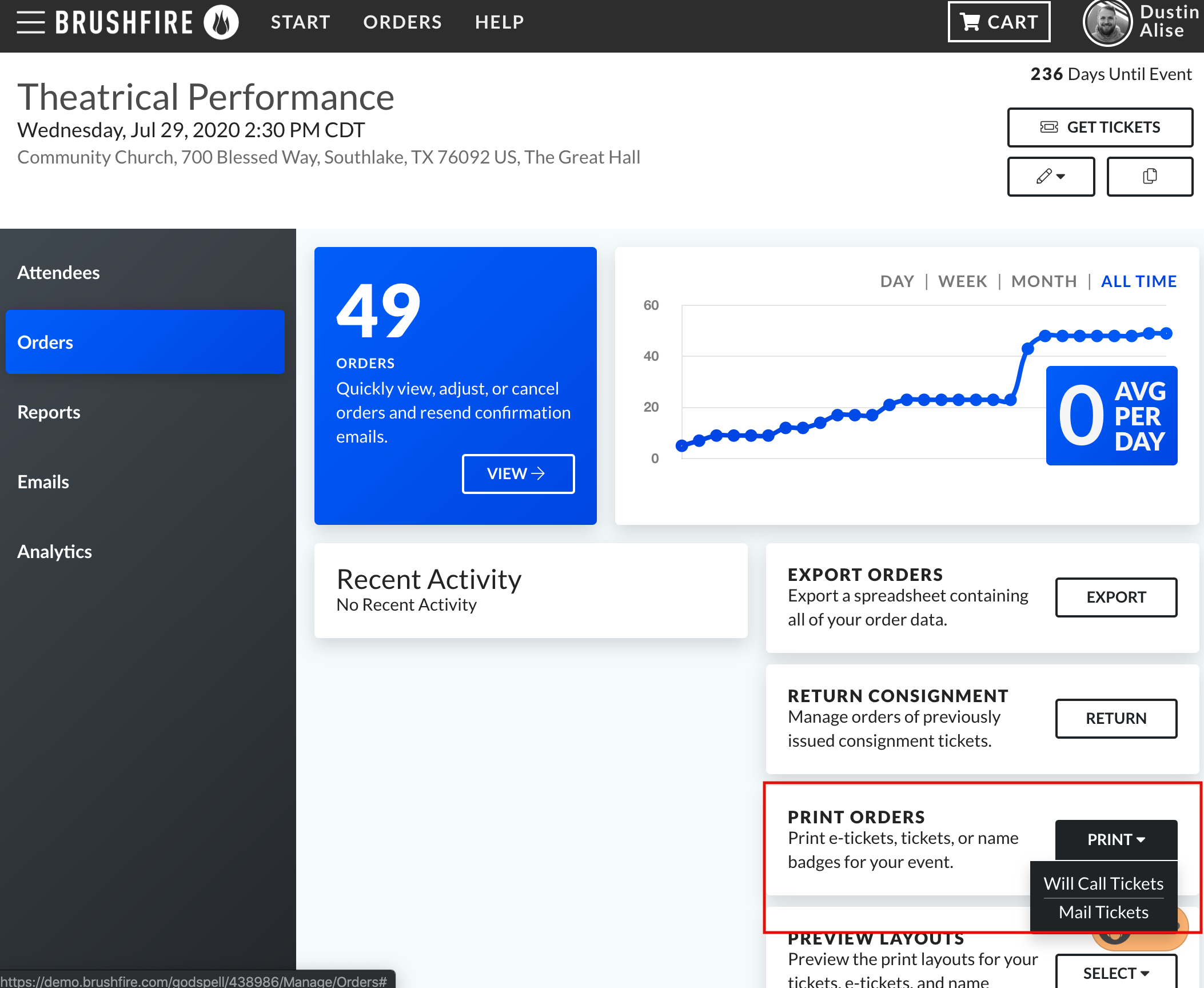 Print Will Call Tickets and Mailing Labels – Brushfire Help Center