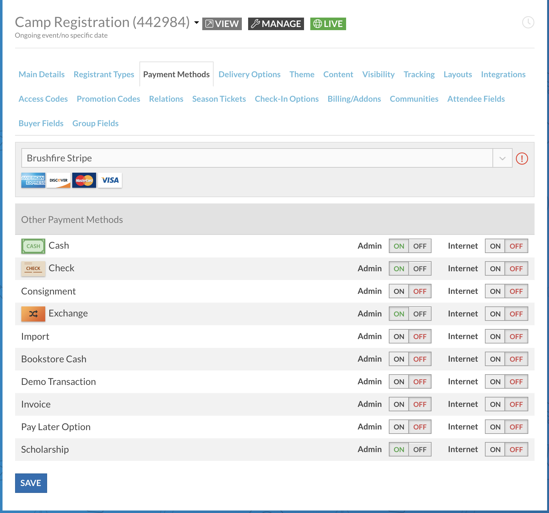 Custom Payment Methods – Brushfire Help Center